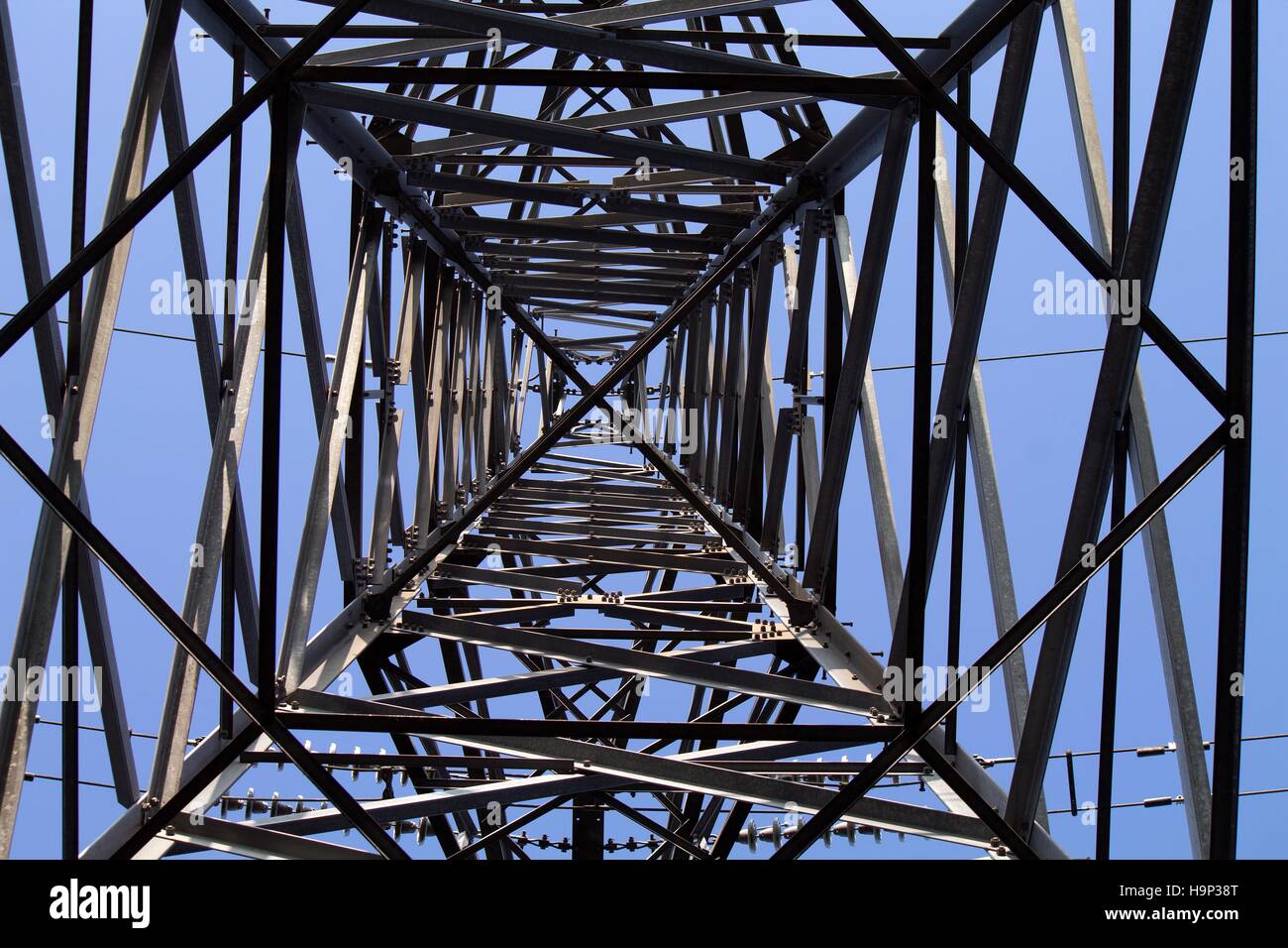Worms eye view of a pylon Stock Photo - Alamy