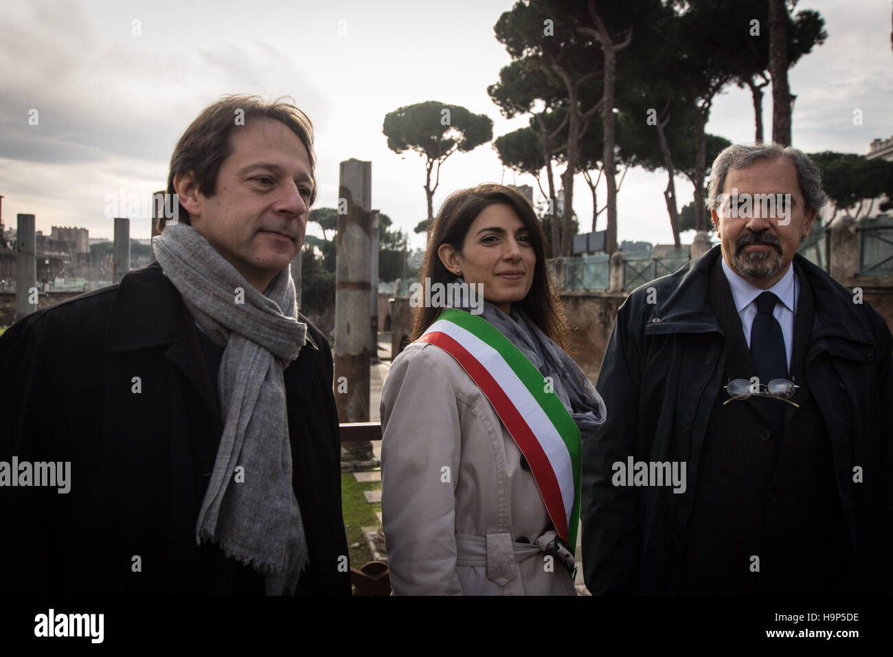 Luca Bergamo, Virginia Raggi, Claudio Parisi Presicce during the ...