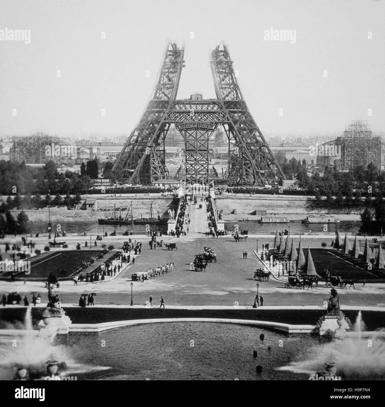 photography 19th century , the Eiffel Tower at Paris under construction ...