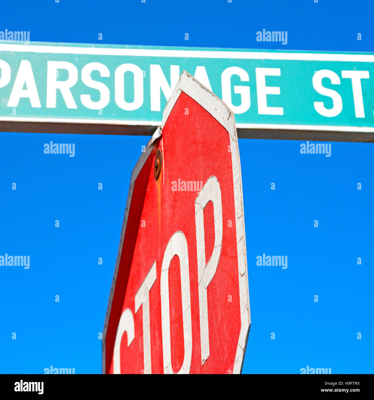 the stop signal write in south africa and sky Stock Photo - Alamy