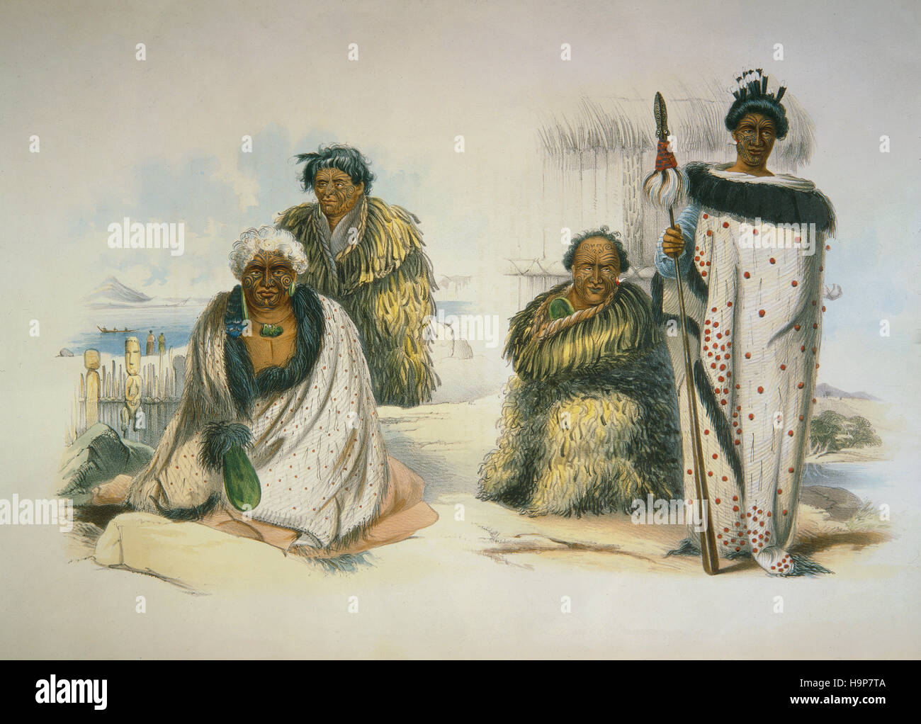 George French Angas ( 1822 - 1886 ) Portrait of Maori leader 1847 Stock ...