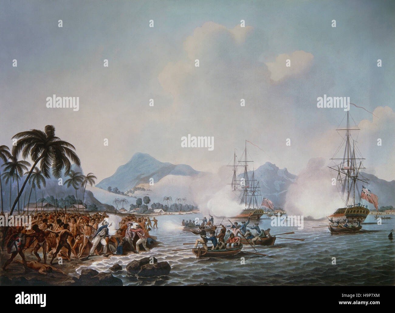 James Cleveley , The death of James Cook 1779 Stock Photo - Alamy
