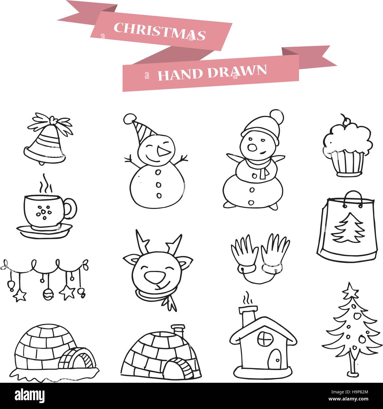Illustration of Christmas with hand draw vector art Stock Vector Image ...