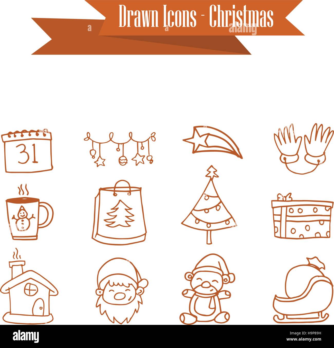 Illustration of Christmas icons collection vector art Stock Vector ...