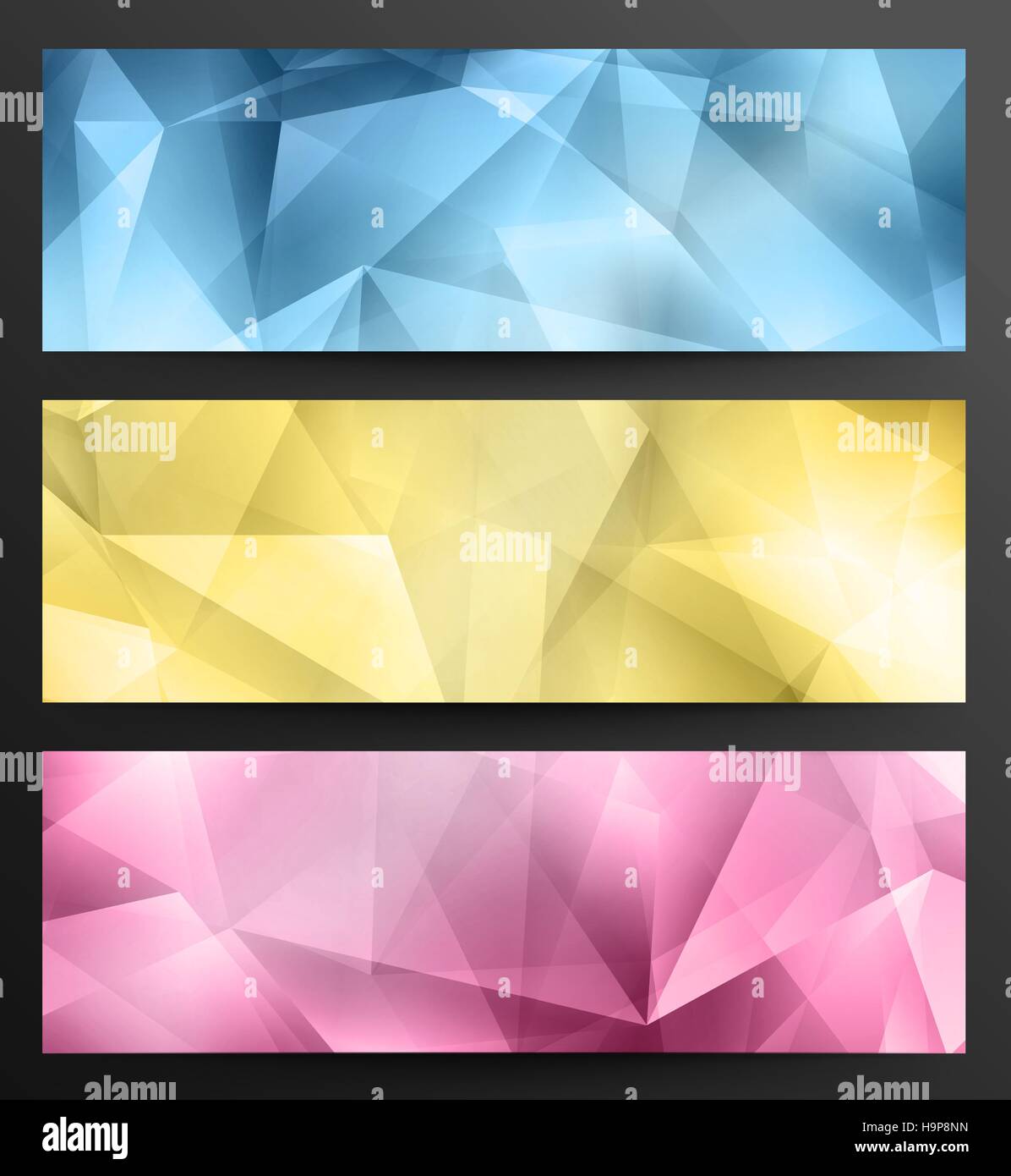 Set Of Low Polygonal Abstract Geometric Web Banners Stock Vector Image ...