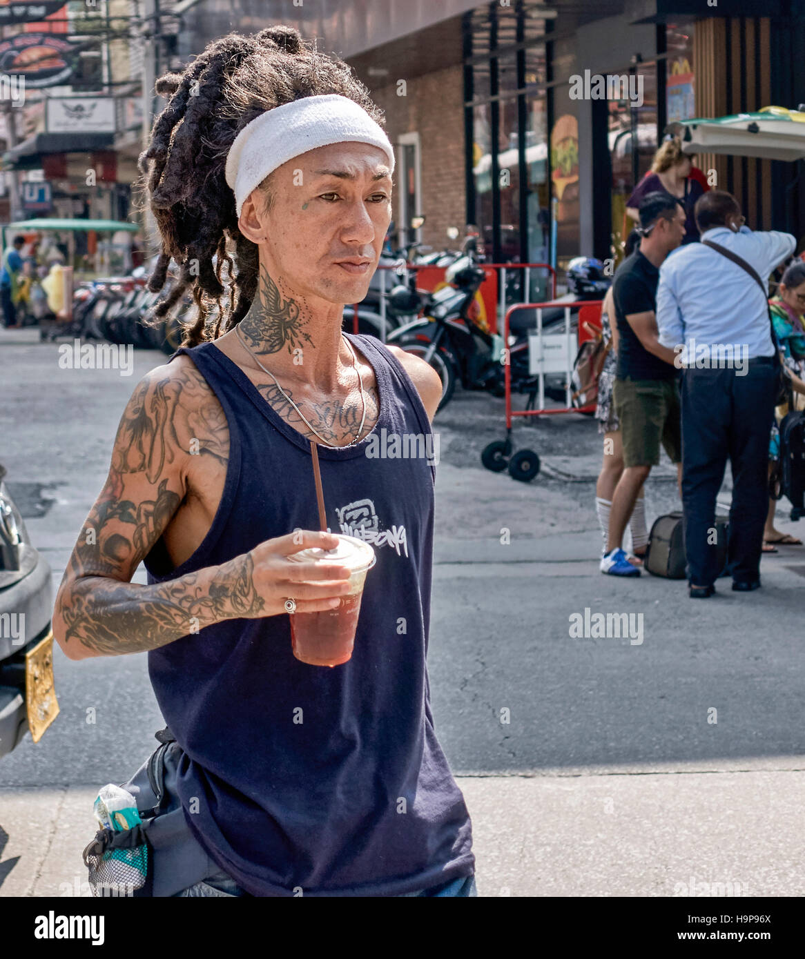 Man with a dreadlocks hairstyle. Thailand S. E. Asia Stock Photo - Alamy