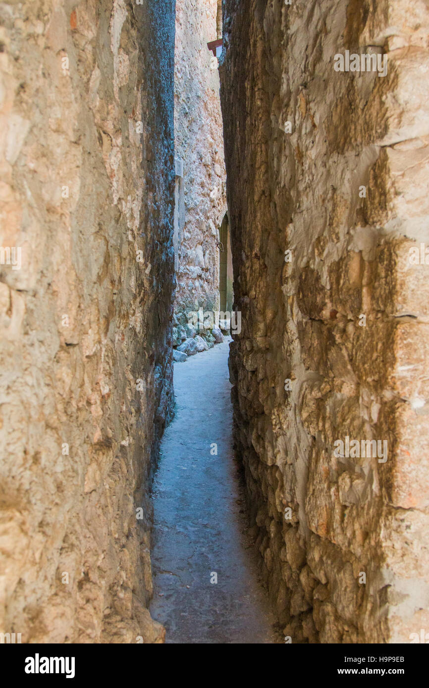 Narrowest street in the world in old town Vrbnik on the island of Krk ...