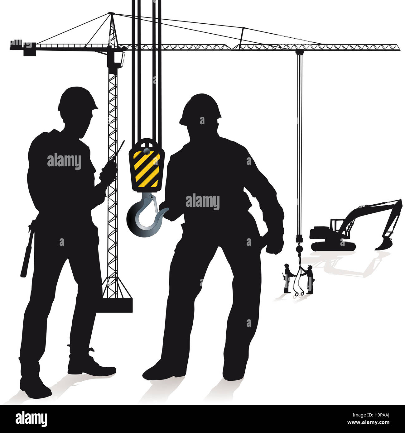 Crane and construction workers Stock Photo - Alamy