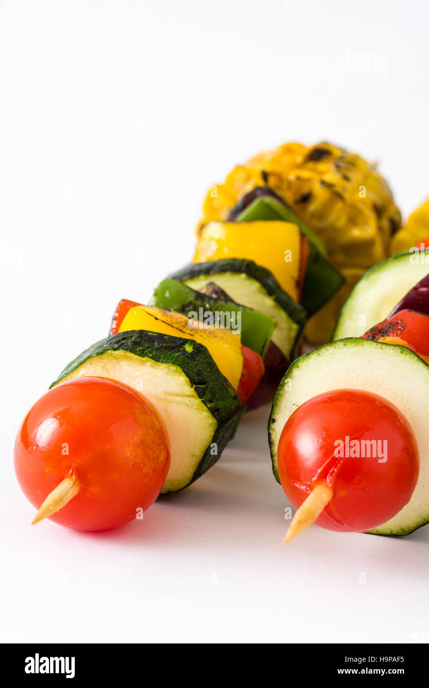 Vegetable skewers isolated on white background Stock Photo - Alamy