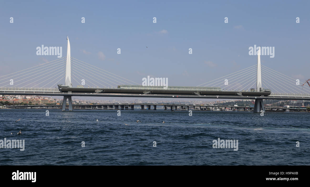 Golden Horn Metro Bridge in Istanbul City, Turkey Stock Photo - Alamy