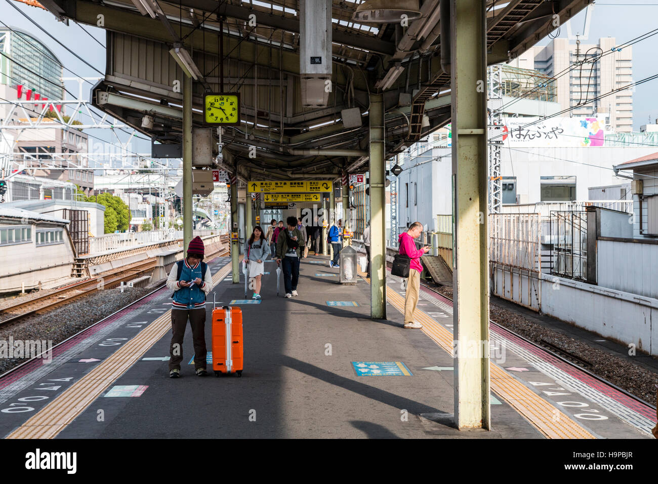 Japan, Osaka, JR Shin-imamiya station on the Osaka loop line. View ...