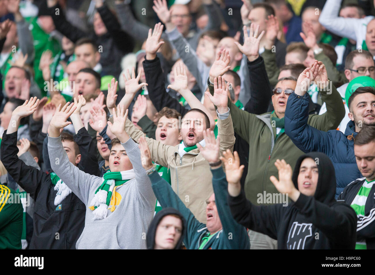 Celtic fans in the stands Stock Photo - Alamy
