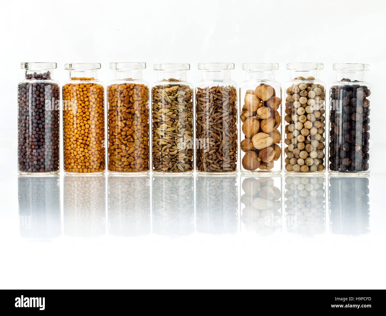 Assorted of spice bottles condiment black pepper ,white pepper Stock ...
