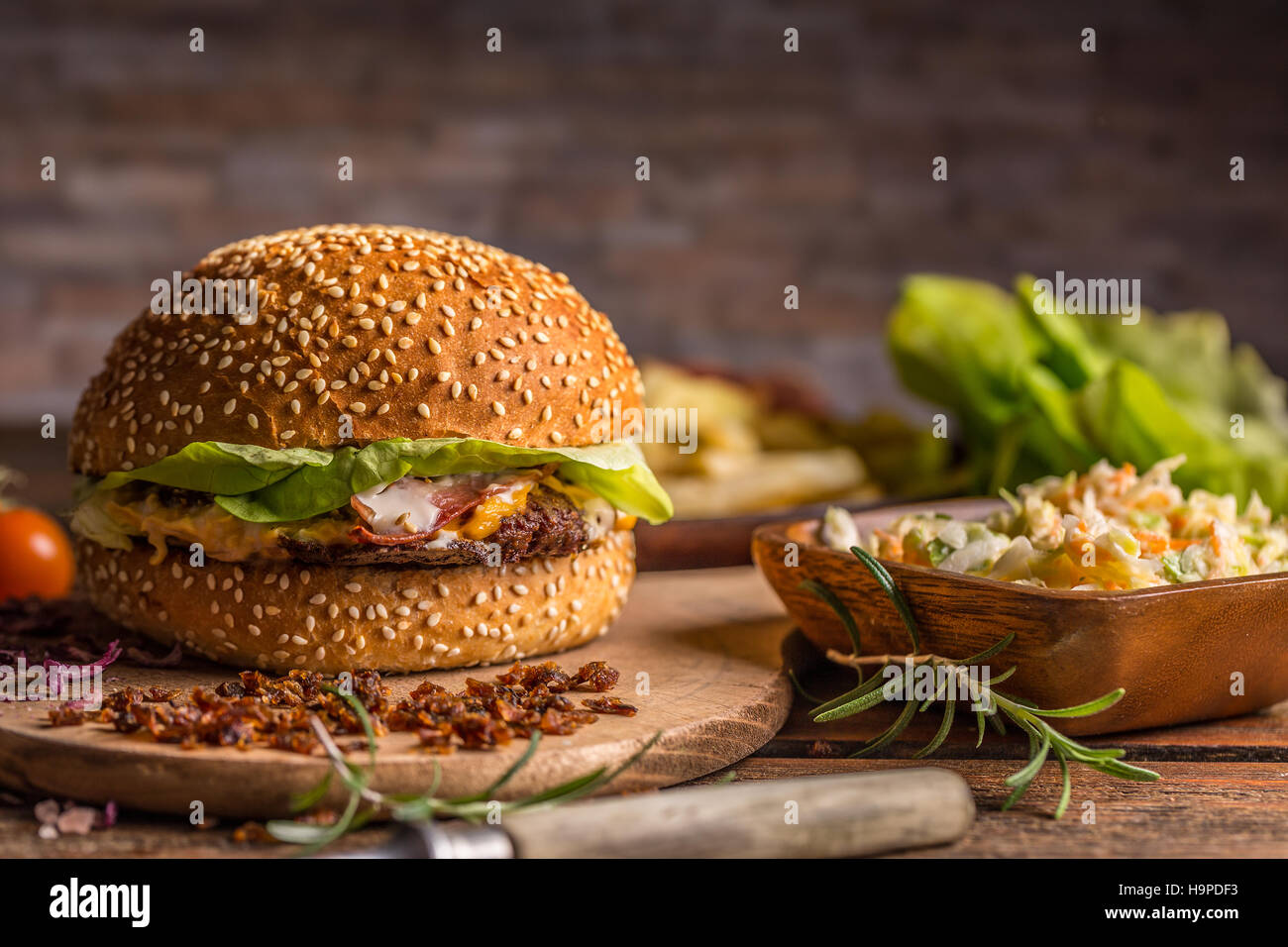 Fresh homemade burger Stock Photo - Alamy
