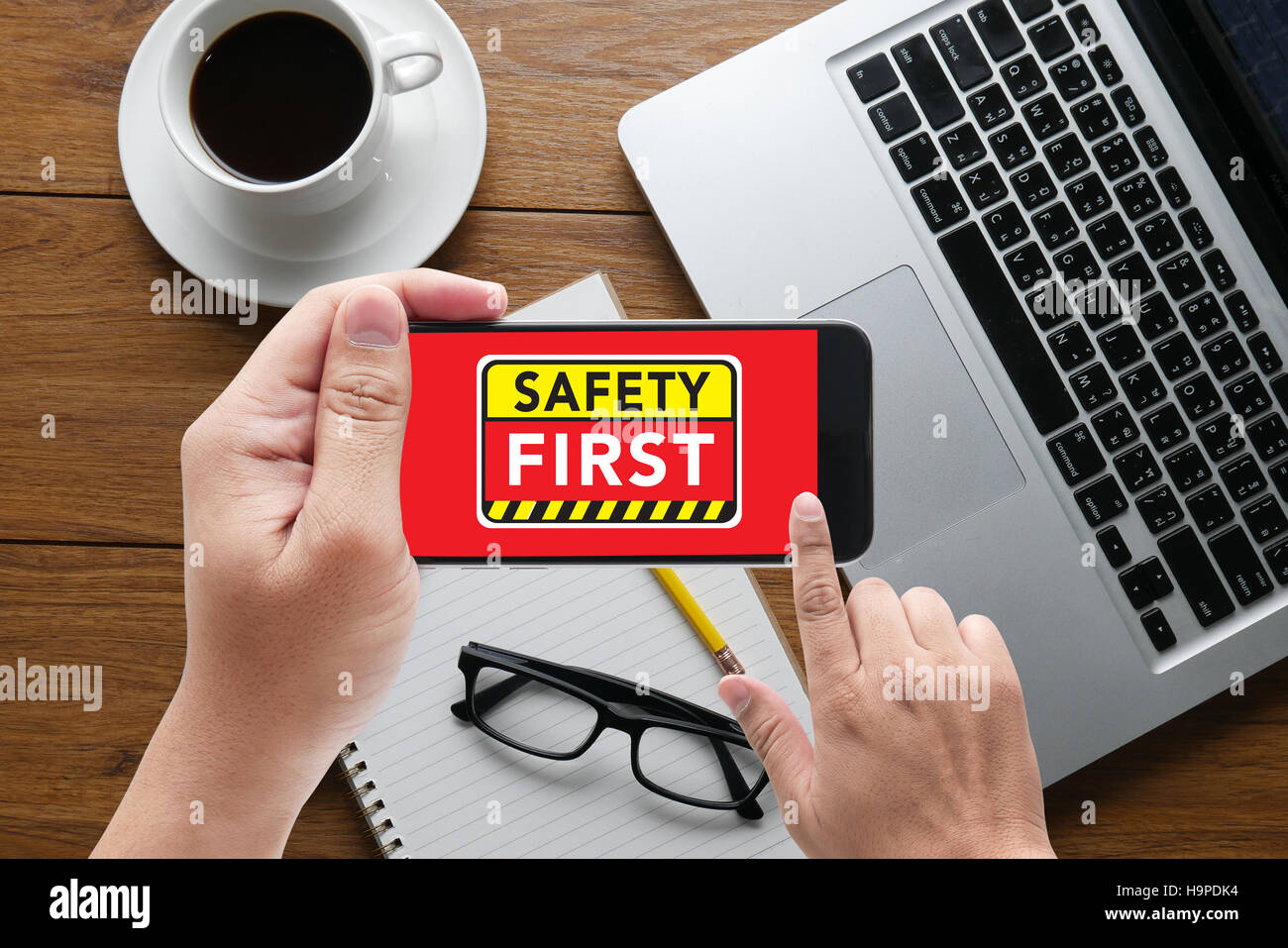 Safety First Warning concect Stock Photo - Alamy