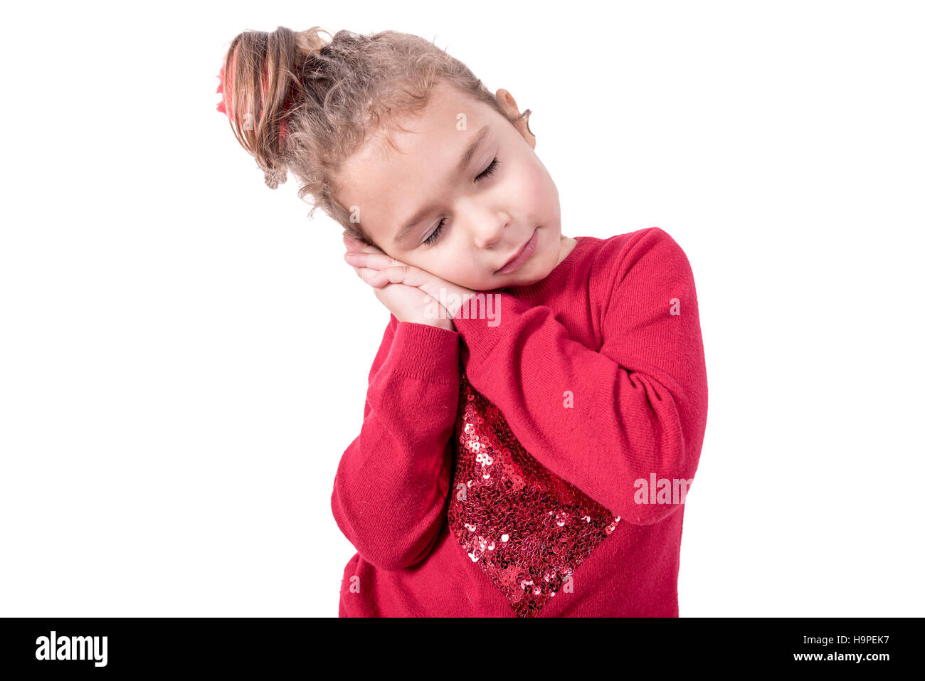 Portrait of little and sleepy kid,isolated on white background Stock ...