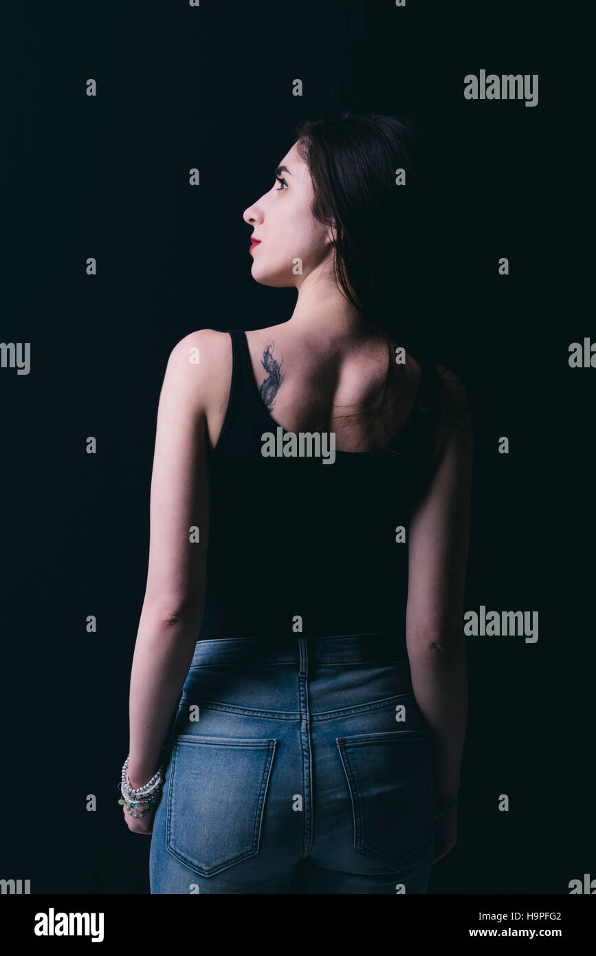 Beautiful woman portrait in low key Stock Photo - Alamy