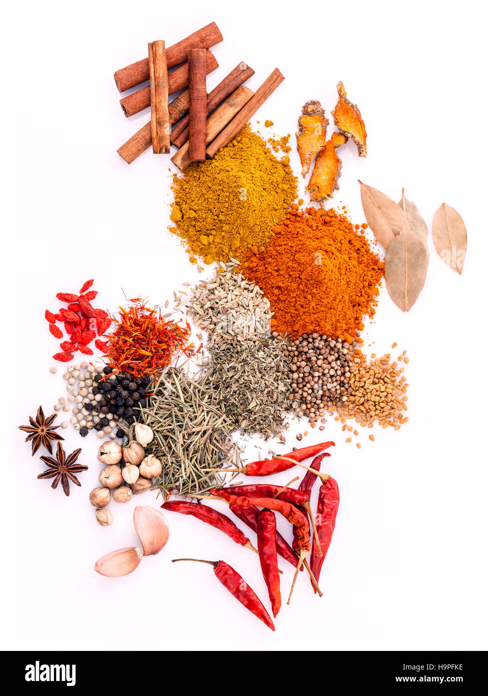 Assorted of spices black pepper ,white pepper,fenugreek,cumin ,b Stock ...