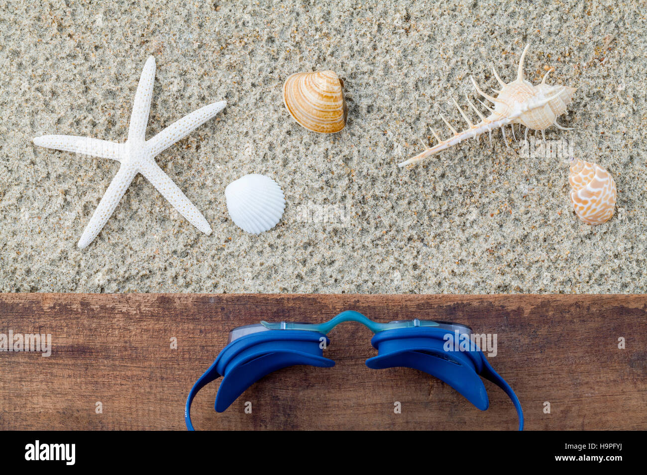 Summer setting up on wooden panel for summer background Stock Photo - Alamy