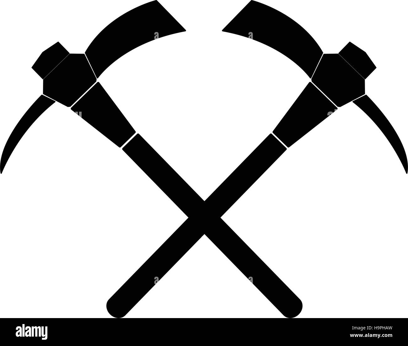Isolated pair of pickaxes icon on a white background, Vector ...