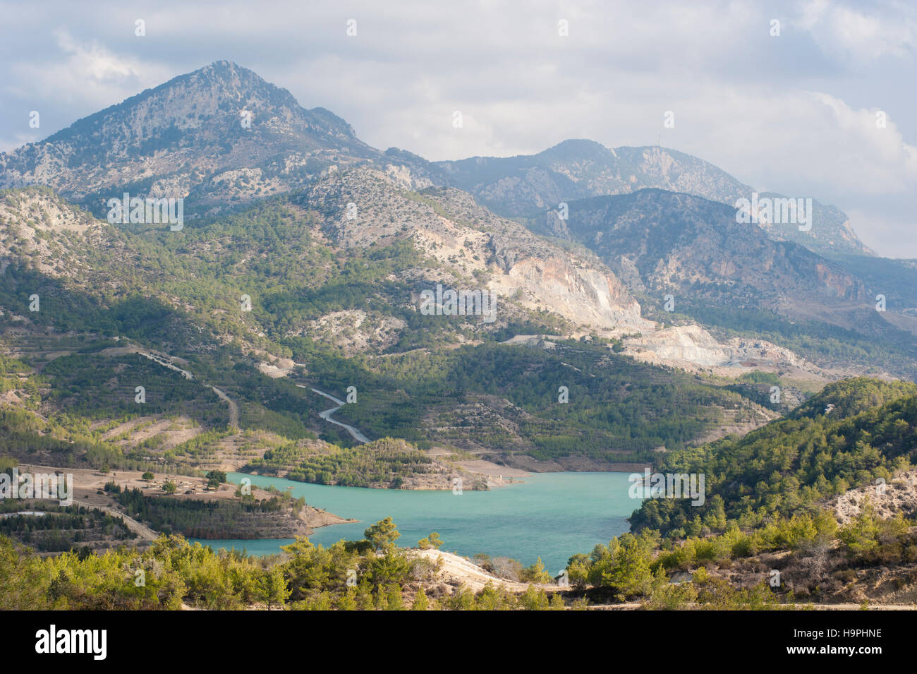 Drinking and irrigation water reservoir near Geçitköy, Cyprus. The ...