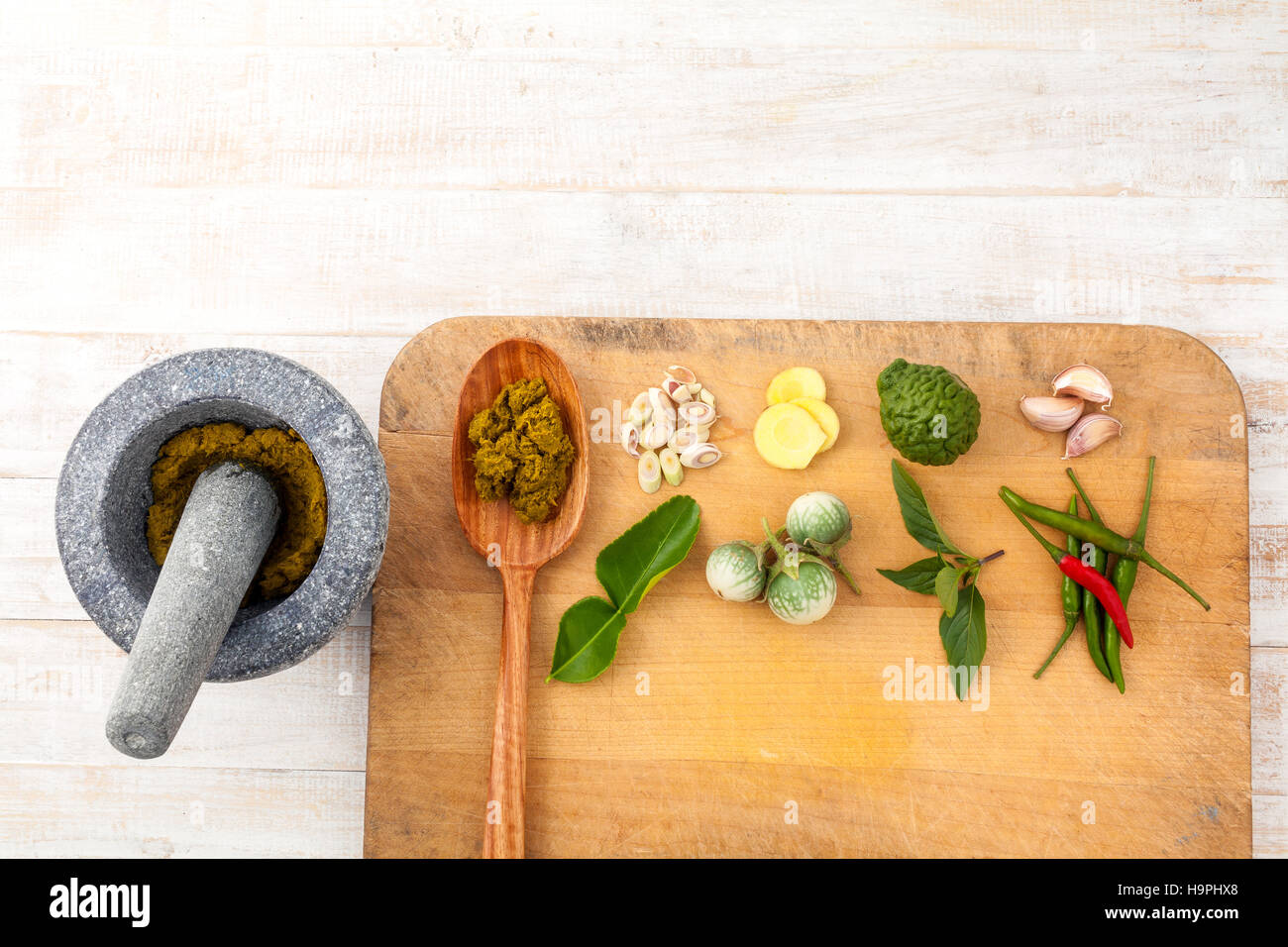Thai food Cooking ingredients. - Paste of thai popular food Stock Photo ...