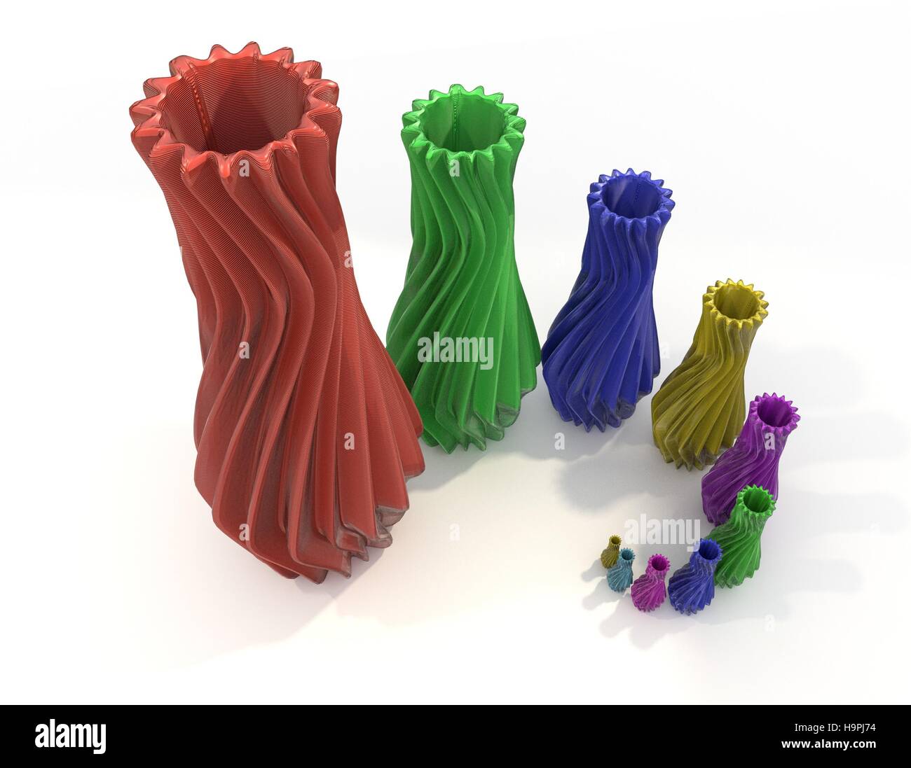 Color printed object vase set 3d illustration isolated Stock Photo - Alamy
