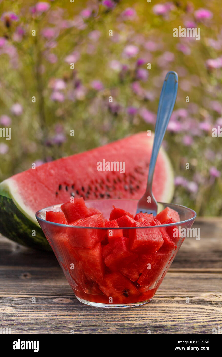 Cube of watermelon Stock Photo - Alamy