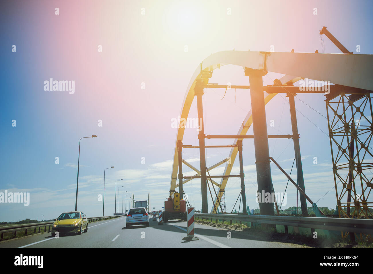 Car view over the steel bridge Stock Photo - Alamy
