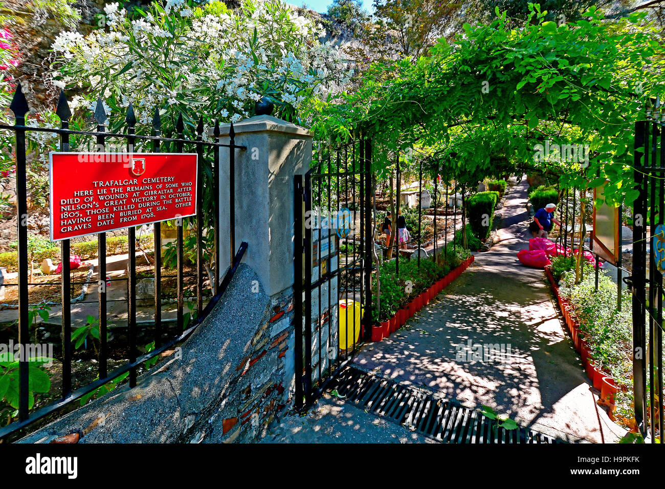 Gibraltar Trafalgar cemetery in dappled sunlight Stock Photo - Alamy