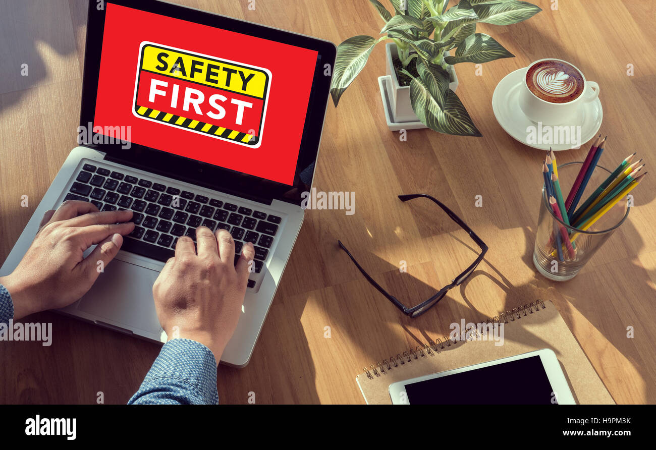 Safety First Warning concect Stock Photo - Alamy