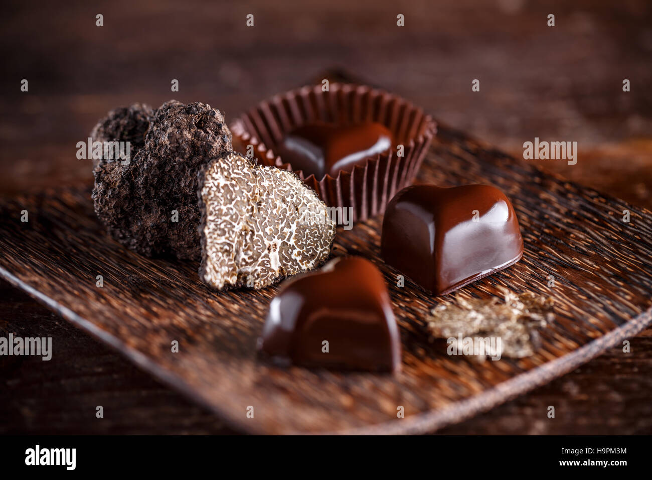 Heart shaped chocolate praline Stock Photo - Alamy