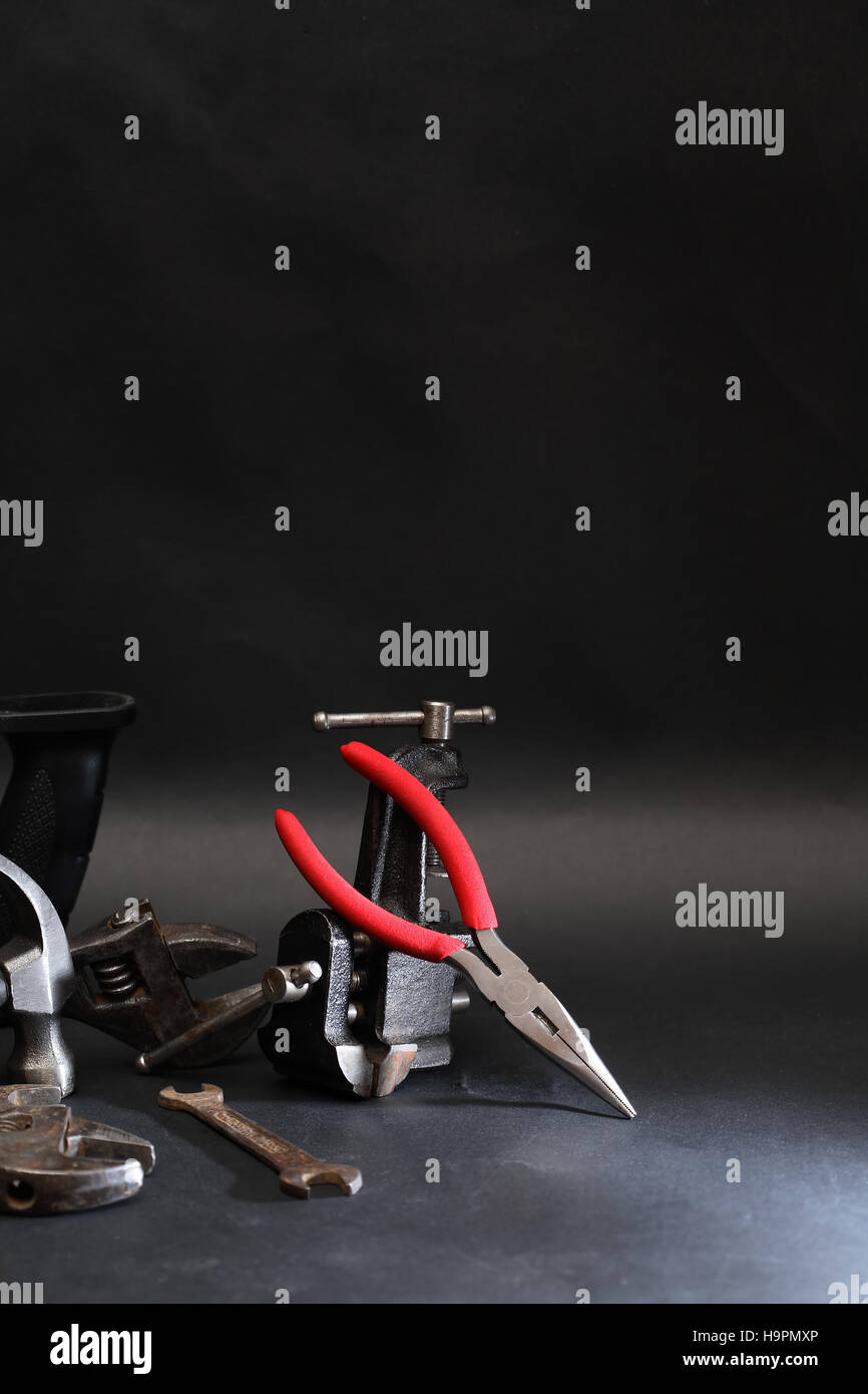 Work Tools On Dark Stock Photo - Alamy