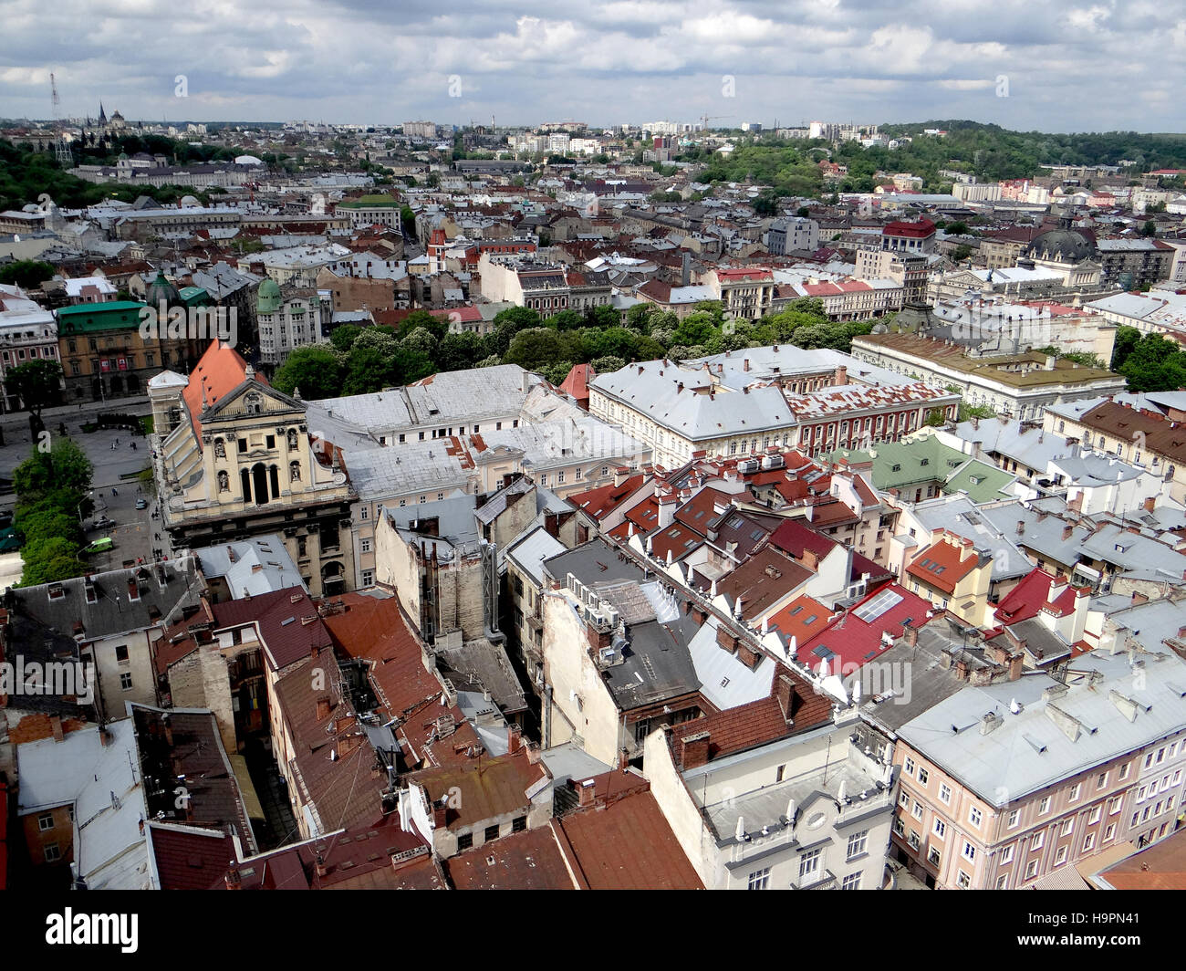 Old europe town or city view Stock Photo - Alamy