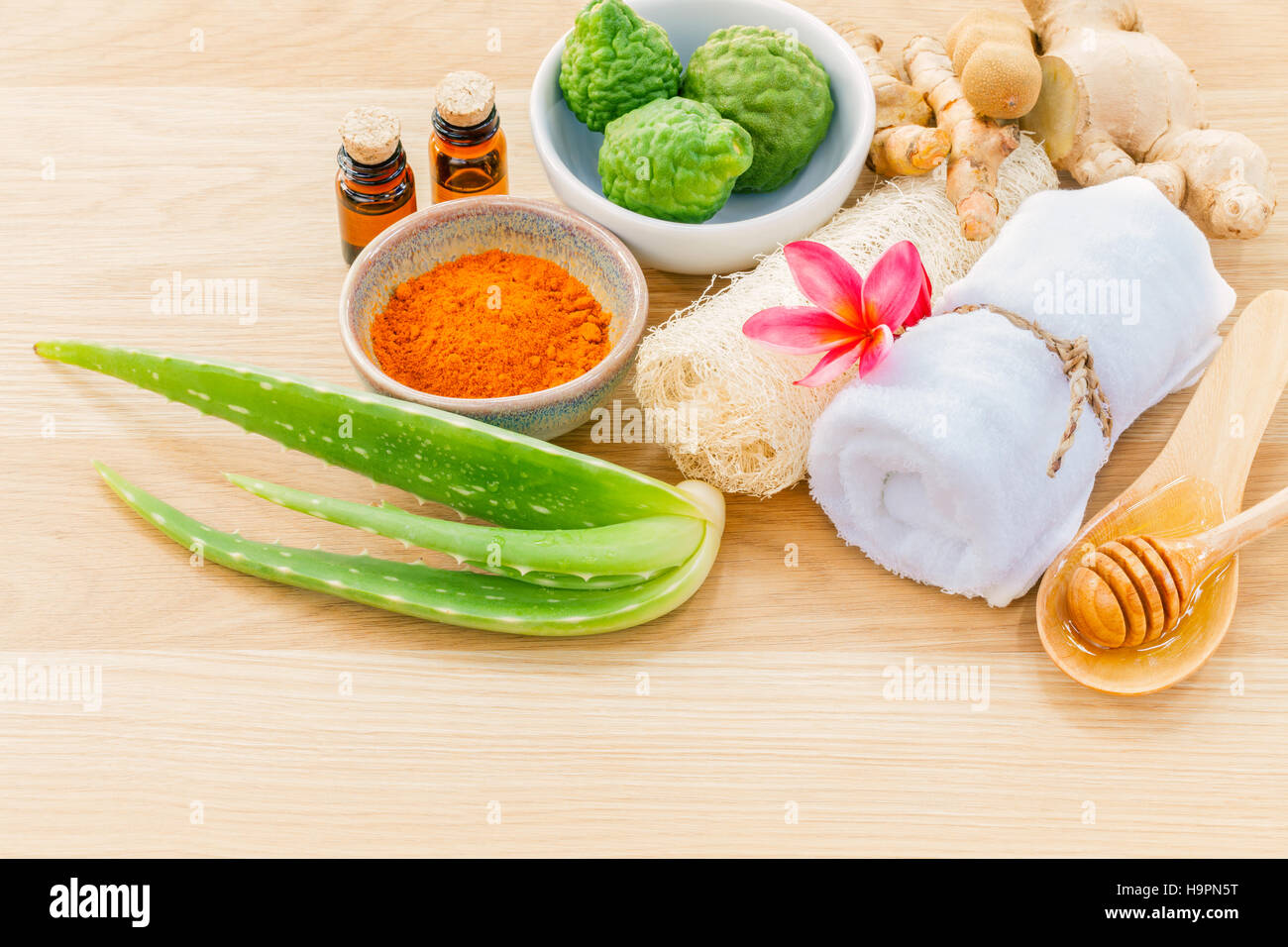 Traditional of thai skin care ingredients. - Macro shot with cop Stock ...