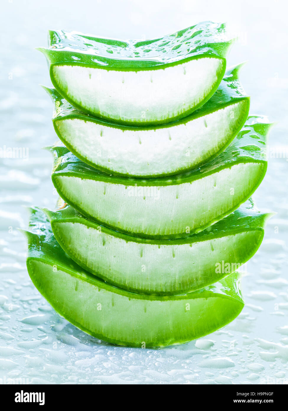 Fresh aloe leaf with water drop Stock Photo - Alamy