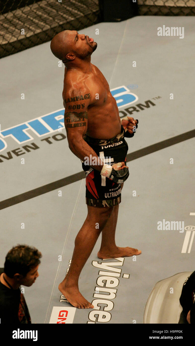 Quinton "Rampage" Jackson celebrates his victory over Marvin Eastman at ...