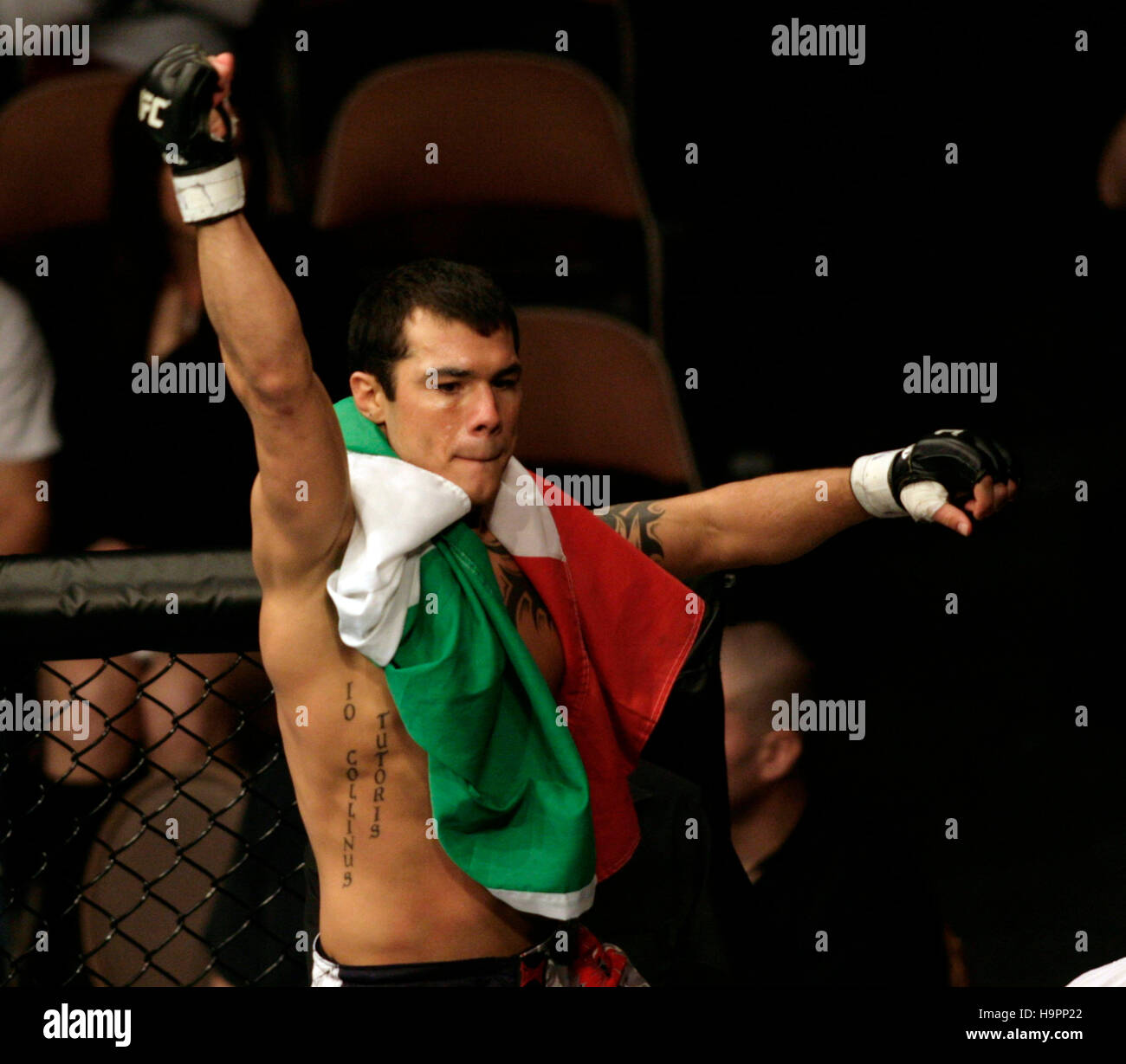 Roger Huerta celebrates his victor over John Halverson at the Ultimate ...
