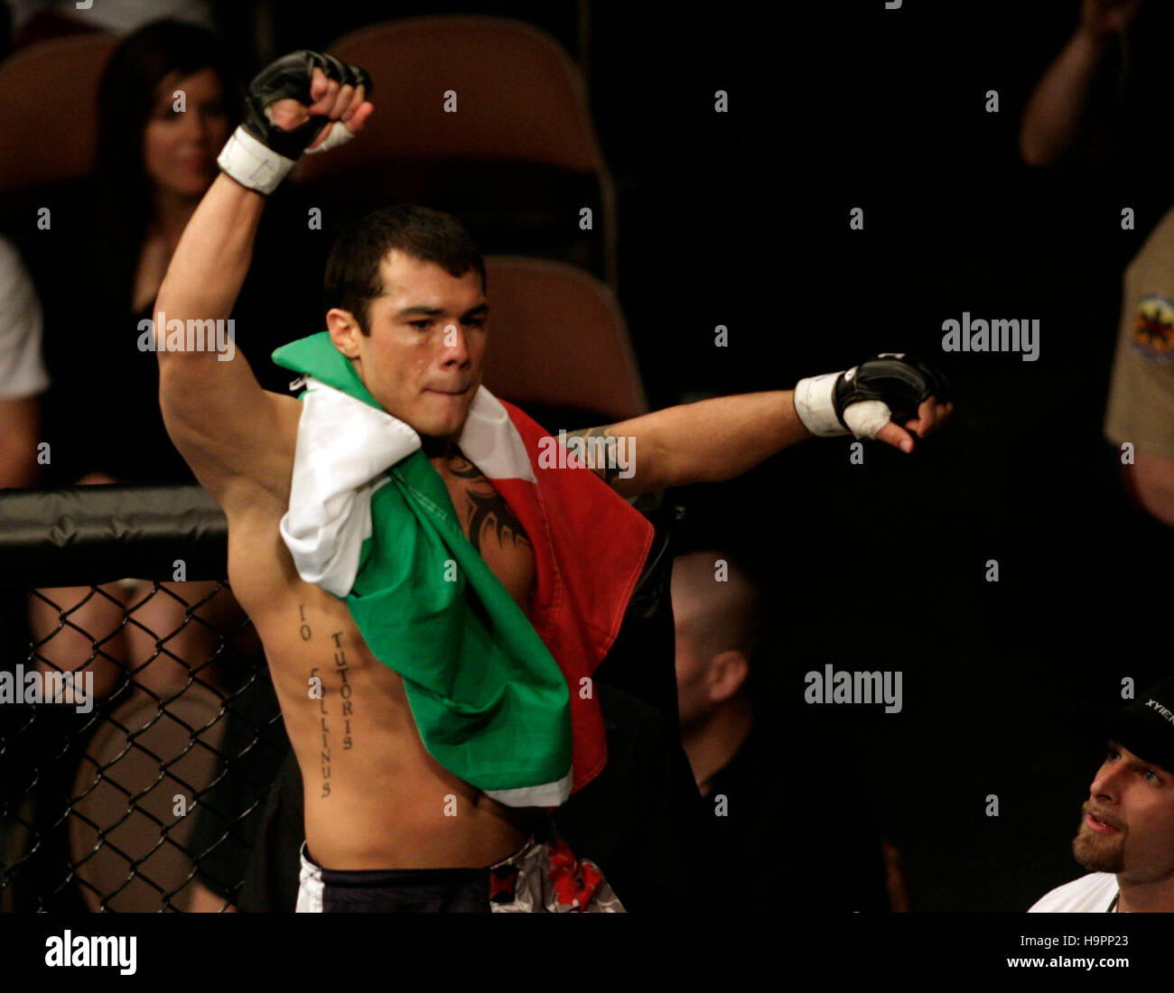 Roger Huerta celebrates his victor over John Halverson at the Ultimate ...