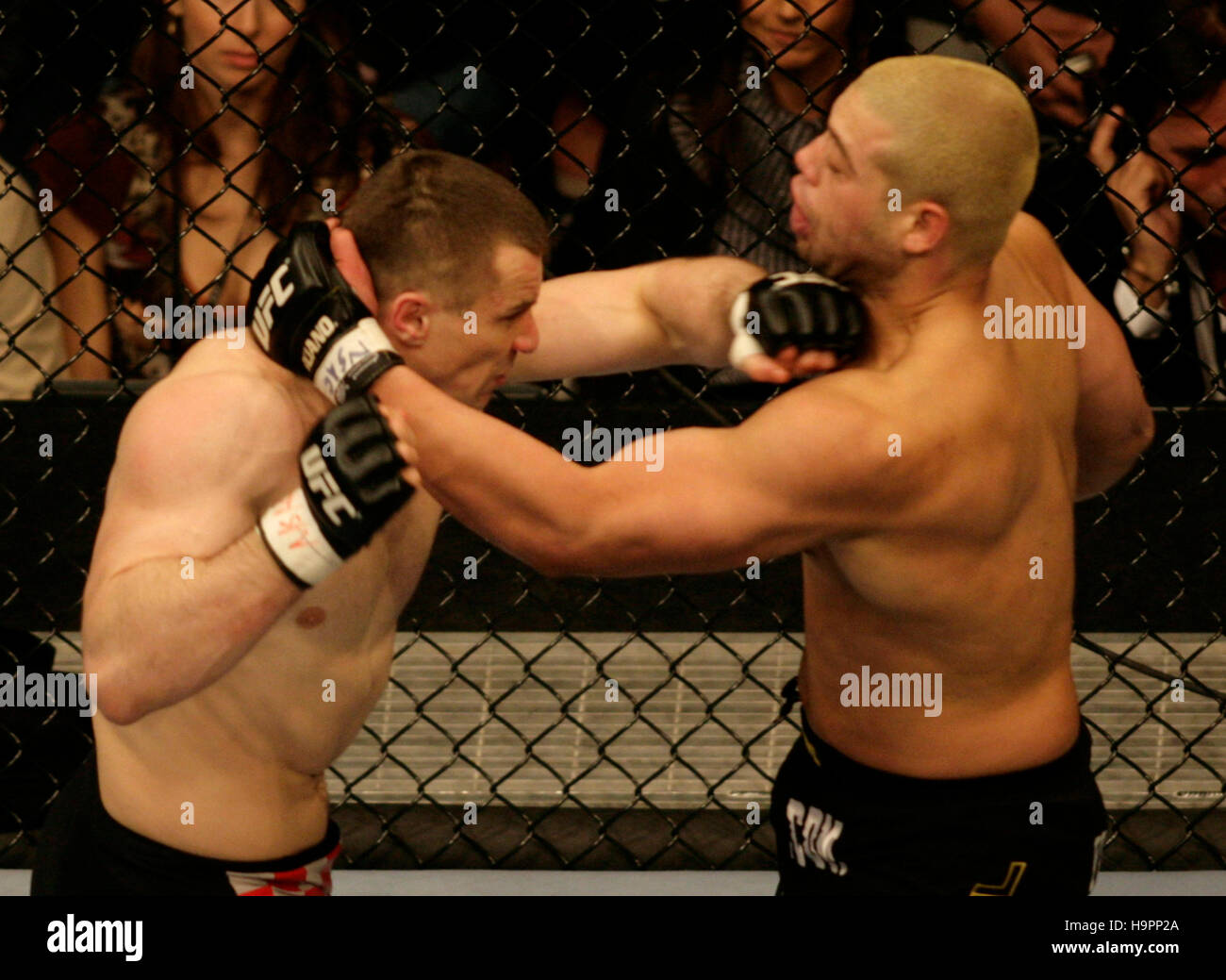 Mirko Cro Cop, left, fights Eddie Sanchez at the Ultimate Fighting ...