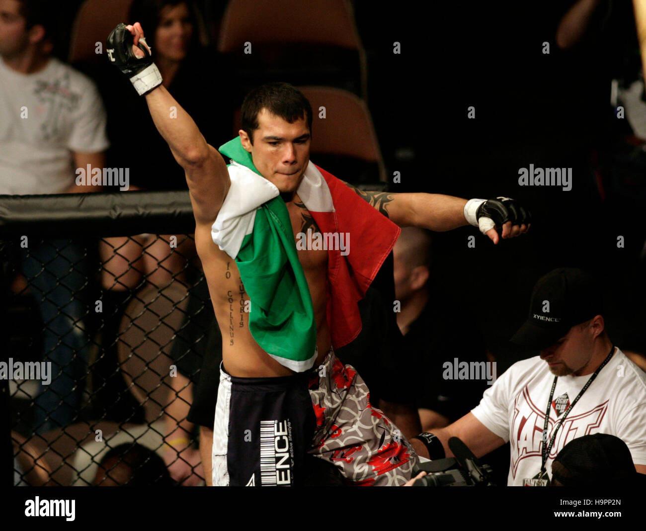 Roger Huerta celebrates his victor over John Halverson at the Ultimate ...