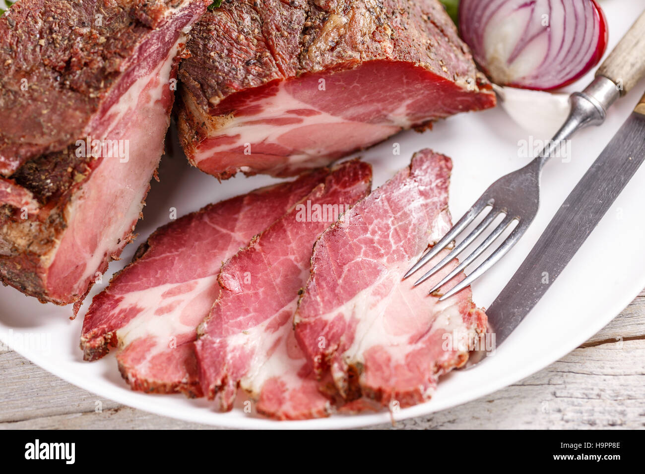 Dried pork meat Stock Photo - Alamy