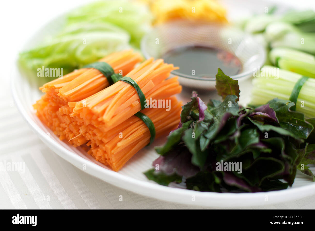 Assorted Chinese vegetable dish on a plate Stock Photo - Alamy