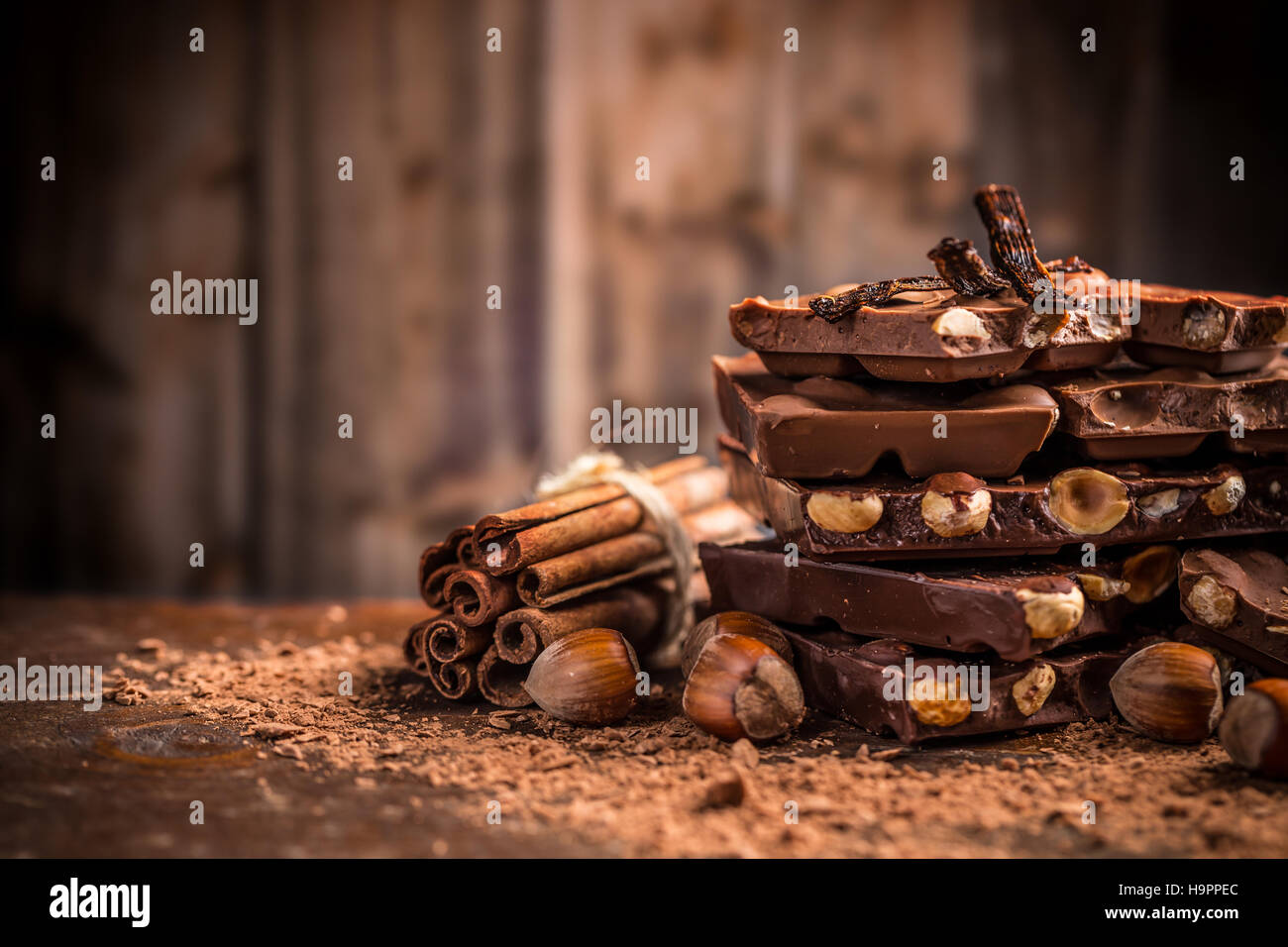 Still life of broken chocolate bar Stock Photo - Alamy