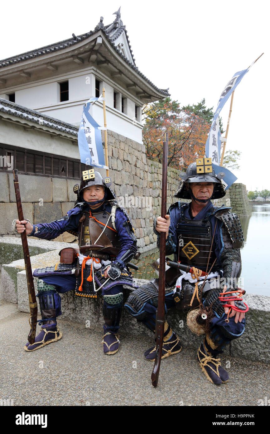 Ancient firelock rifle fighters at Marugame Historical battle Festival ...