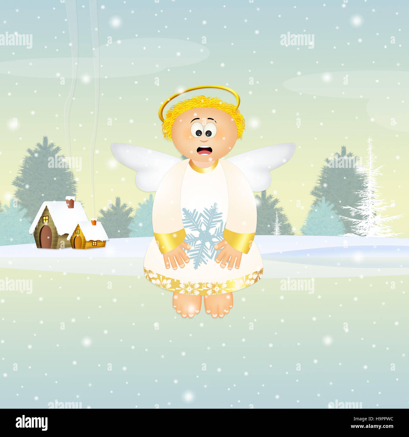 Angel with snowflake Stock Photo - Alamy