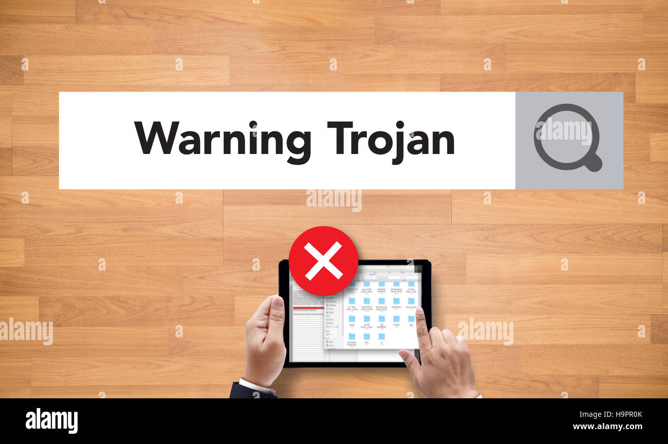 Warning Trojan Concept Stock Photo - Alamy