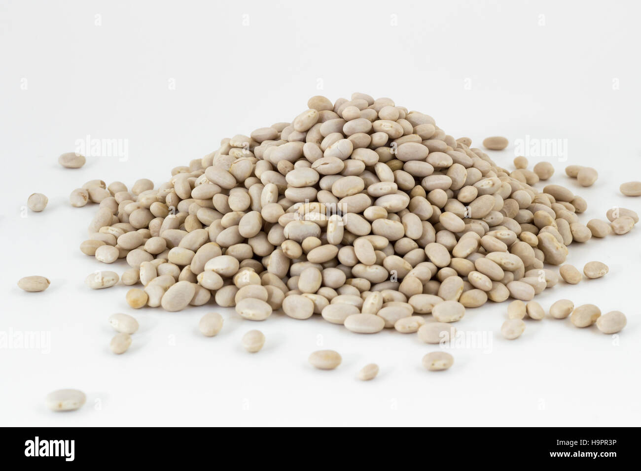 Heap of navy beans on white background. Shallow depth of field Stock ...