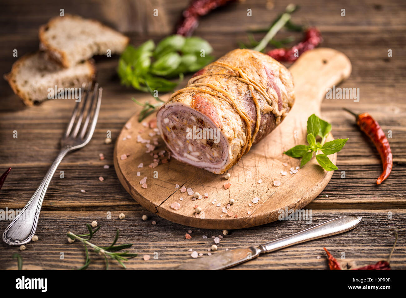 Stuffed meat roll Stock Photo - Alamy