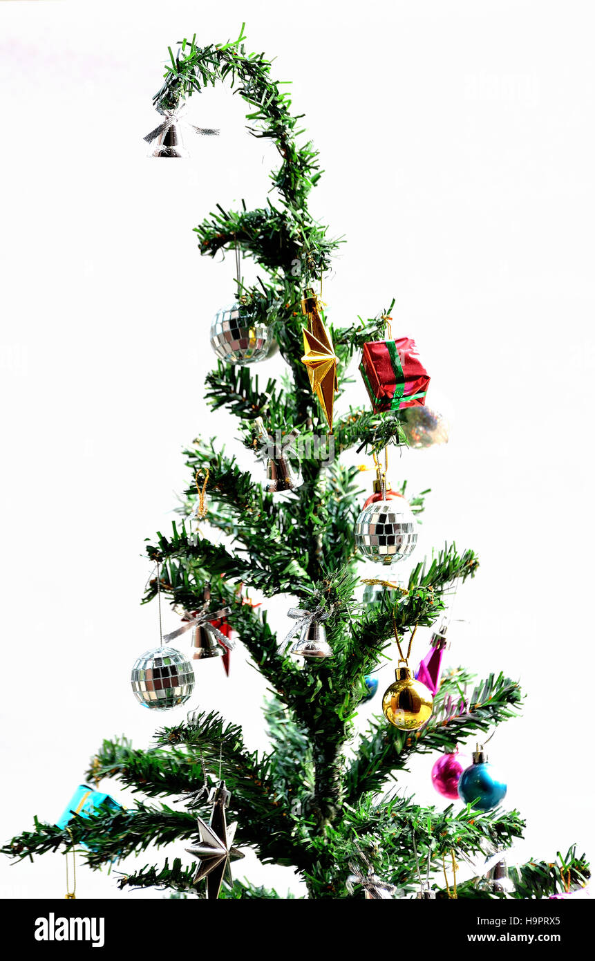 Christmas tree in isolated white background Stock Photo - Alamy